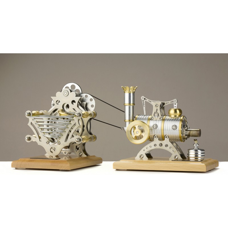 Stirling Engine HB5 - Power Plant + ROLL-1 Steampunk marble machine